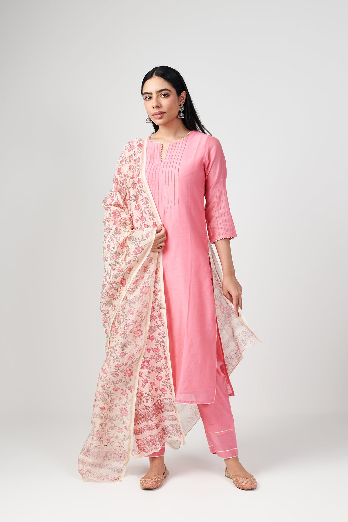 Jashn Pink Chanderi Kurta Set of 3 – fabriclane.co.in